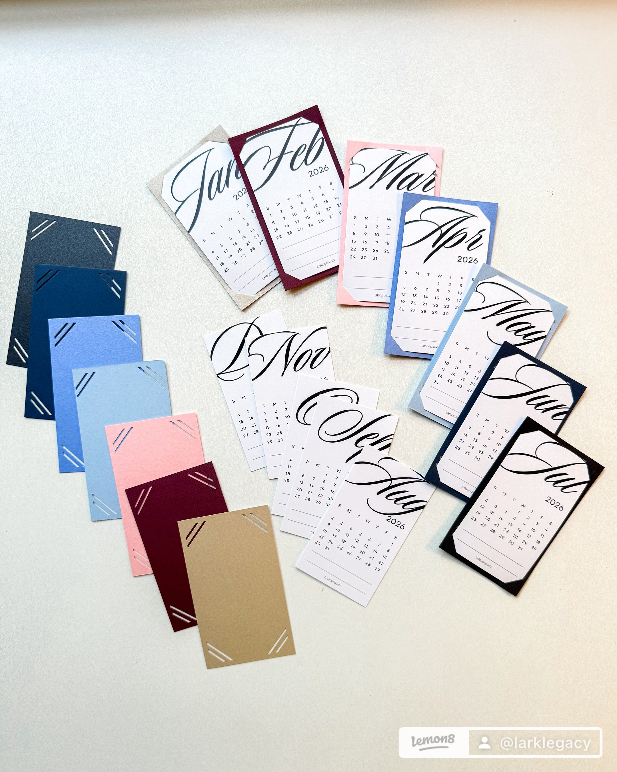 2026 Calendar Cards | Monthly Planner Cards with Color Backing – Lark ...