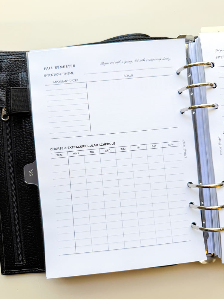 Academic Planner Inserts | Monthly At a Glance, Weekly Study, Semester ...
