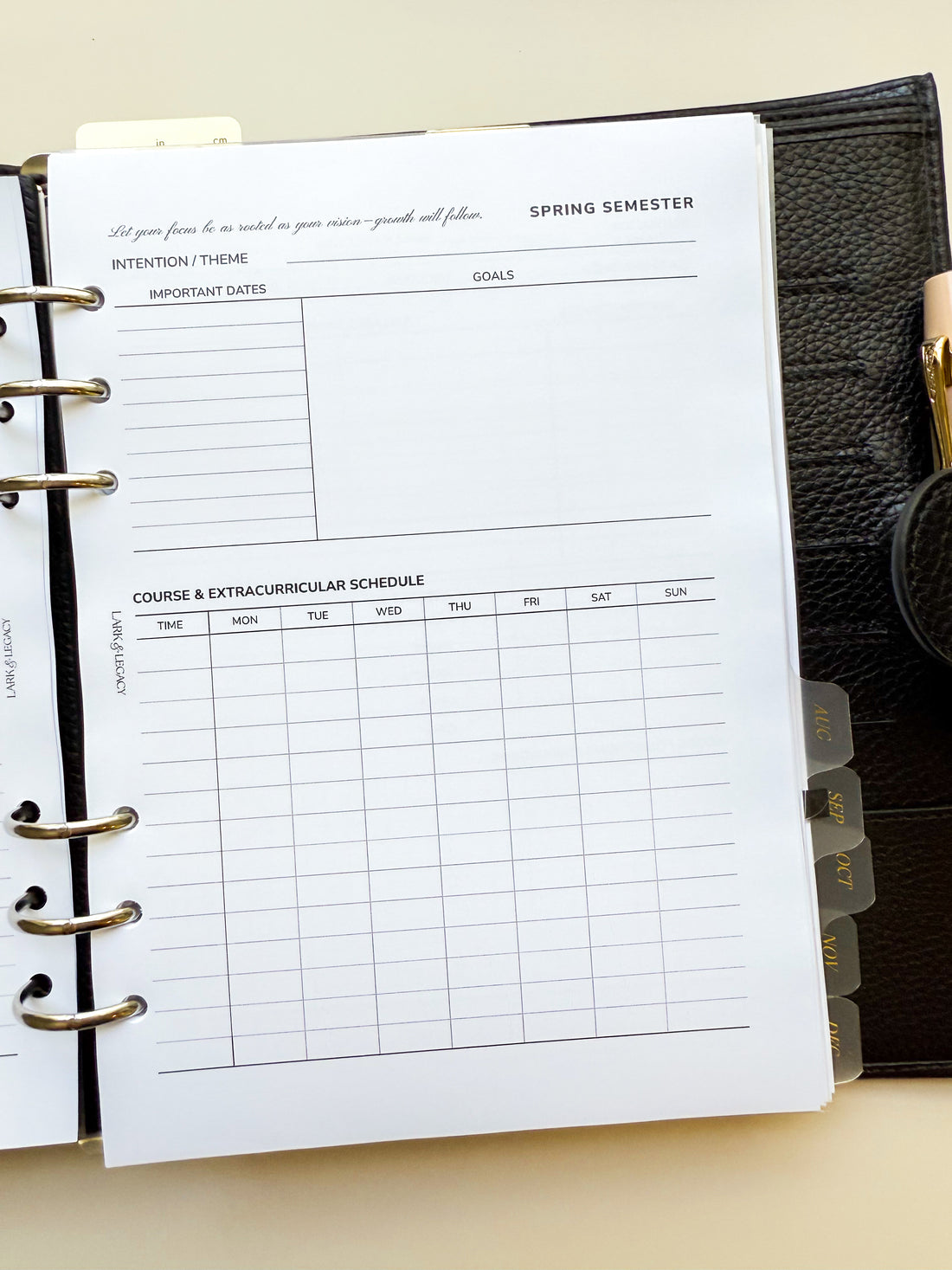 Academic Planner Inserts | Monthly At a Glance, Weekly Study, Semester ...